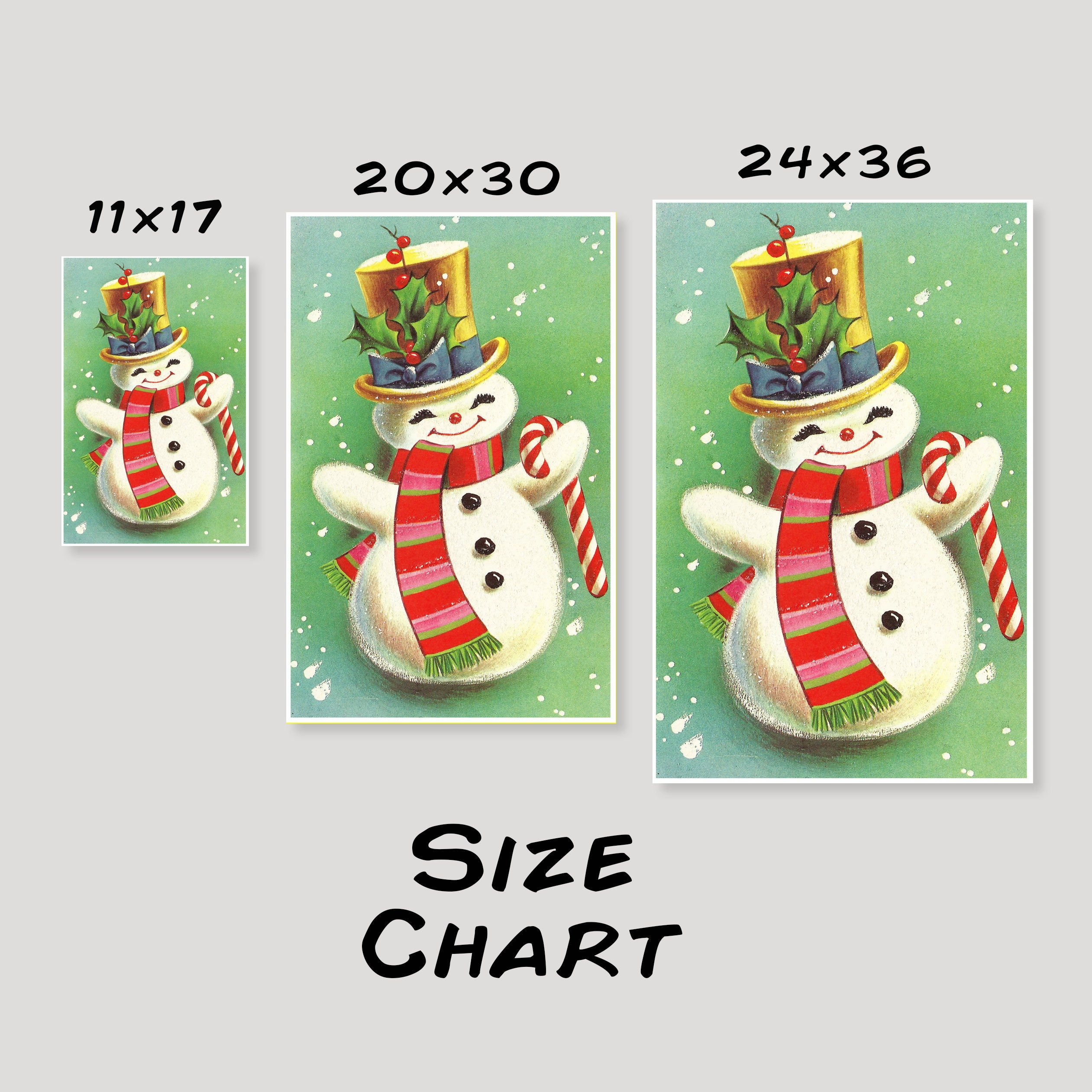 Vintage Christmas Snowman Poster - Etsy