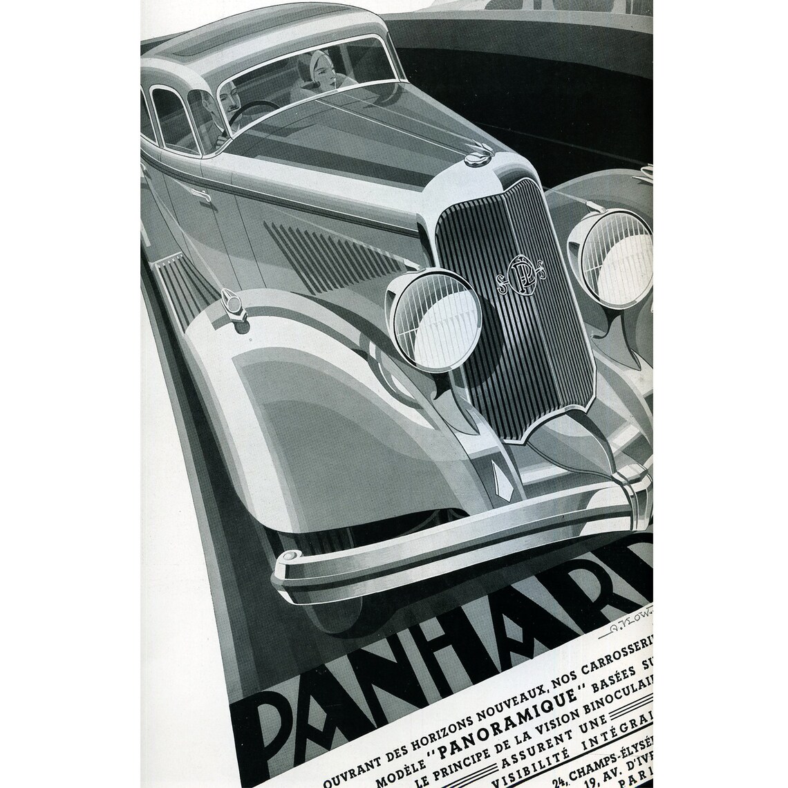 Art Deco Panhard Automobile Poster - Etsy