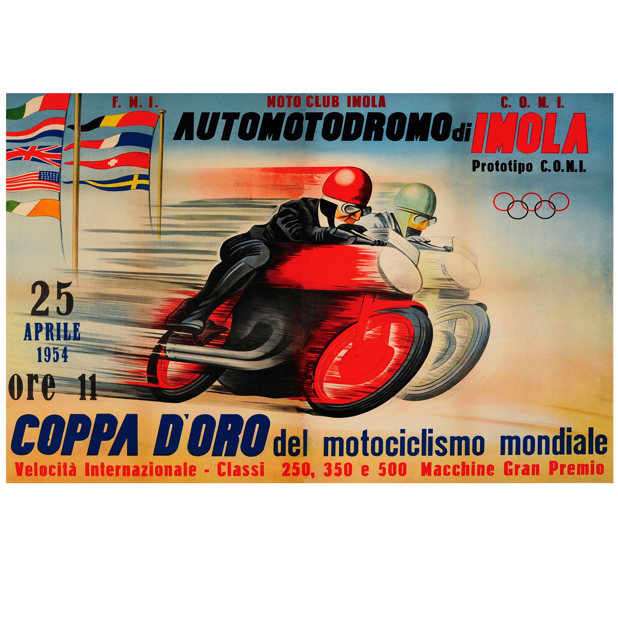 1950's Italian Motorcycle Race Vintage Poster - Etsy