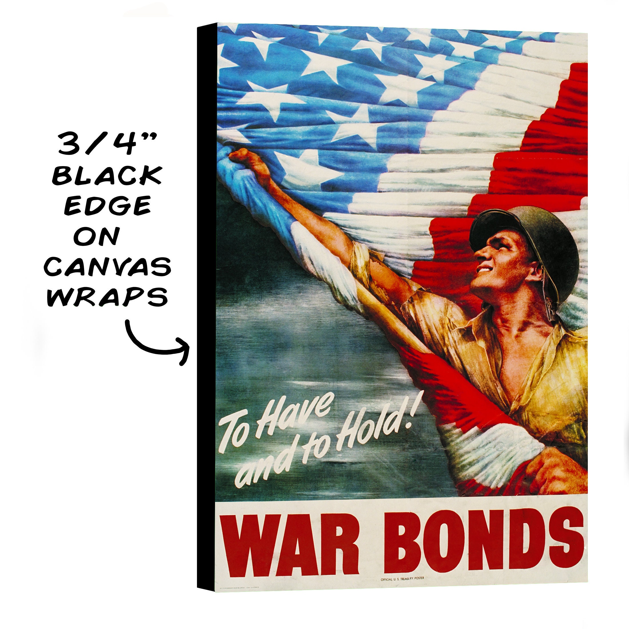US Soldier Waving an American Flag World War II Vintage War Bond Poster ...