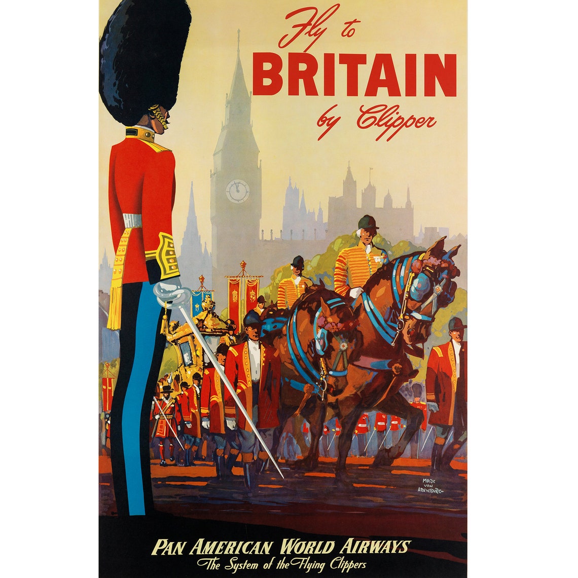 London England Pan Am Vintage Travel Poster - Etsy