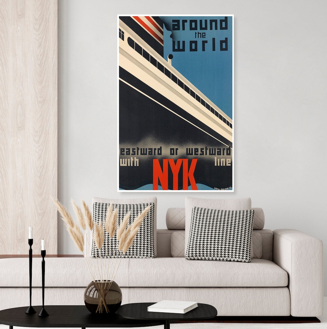Vintage Art Deco Ocean Liner NYK Line Cruise Ship Travel Poster, Canvas ...