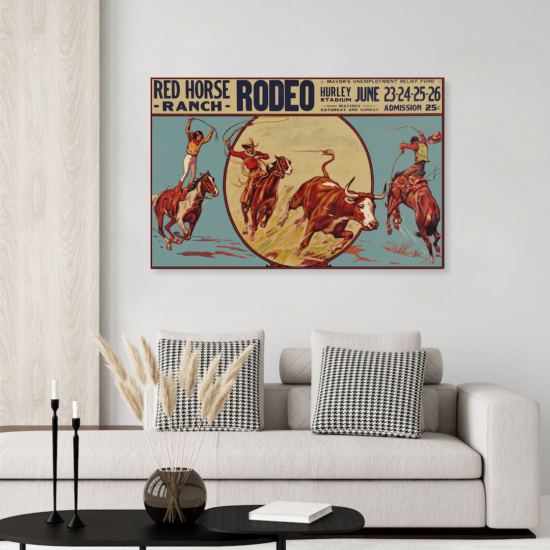 Vintage Rodeo Poster Red Horse Ranch - Etsy