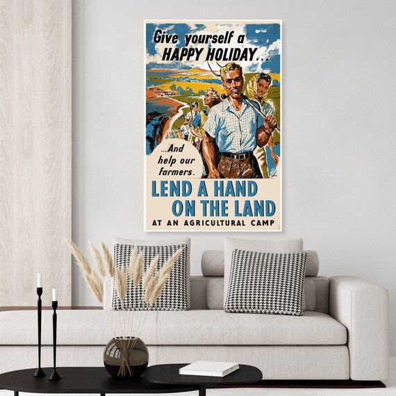 Lend a Hand on the Land Vintage WWII Propaganda Poster - Etsy