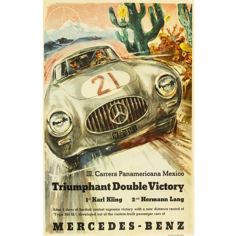 Mercedes-benz Race Car Promotional Poster - Etsy