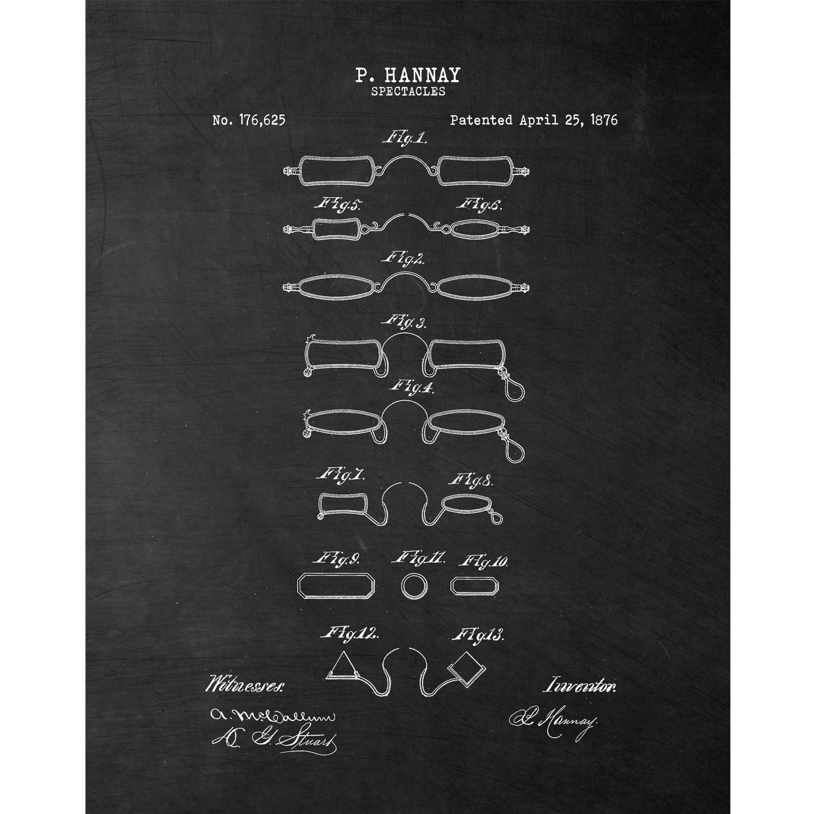 Eye Glasses Patent Print Etsy