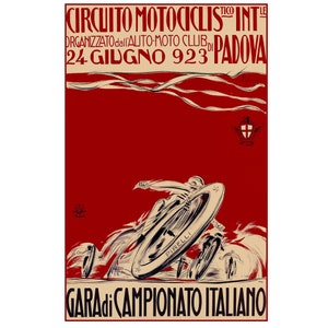 1920's Italian Motorcycle Race Vintage Poster - Etsy