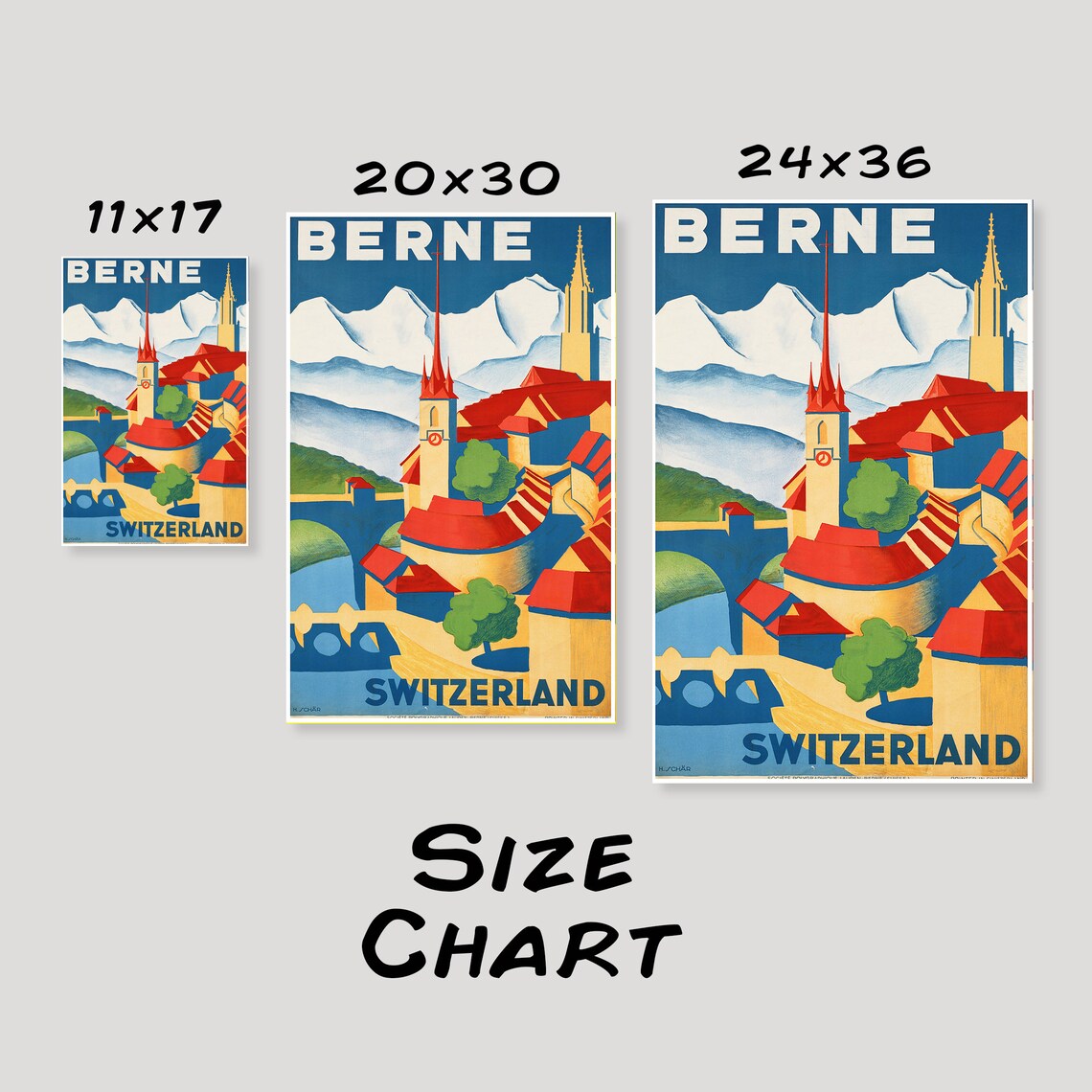 Bern Switzerland Swiss Vintage Travel Poster - Etsy