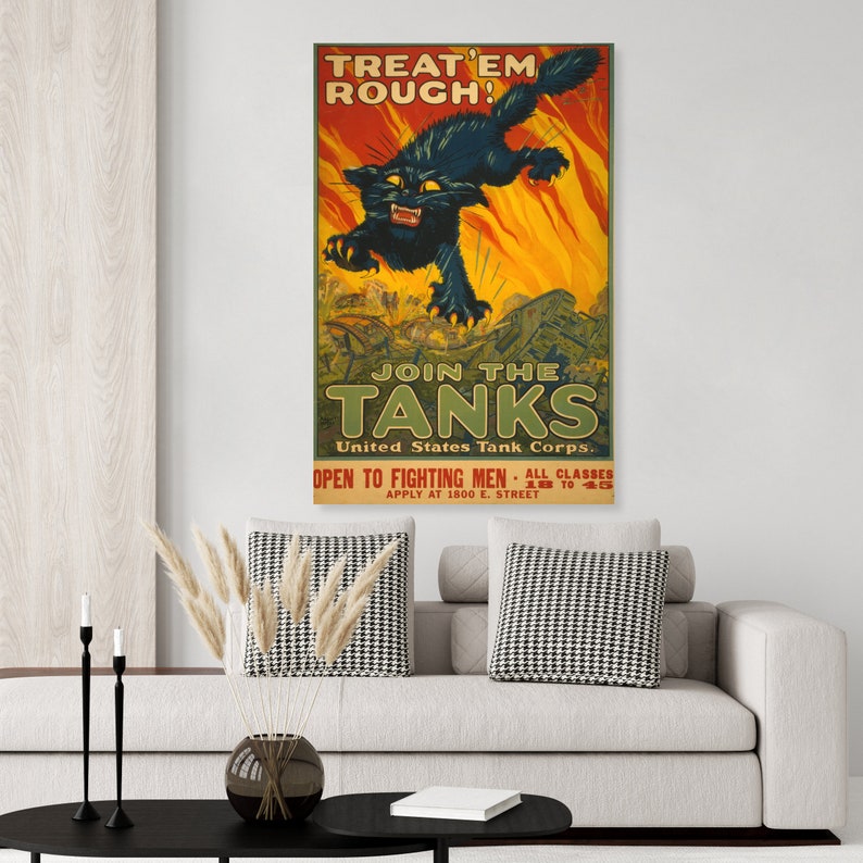 Vintage ARMY Enlistment Join the Tanks WW1 Black Cat Poster - Etsy
