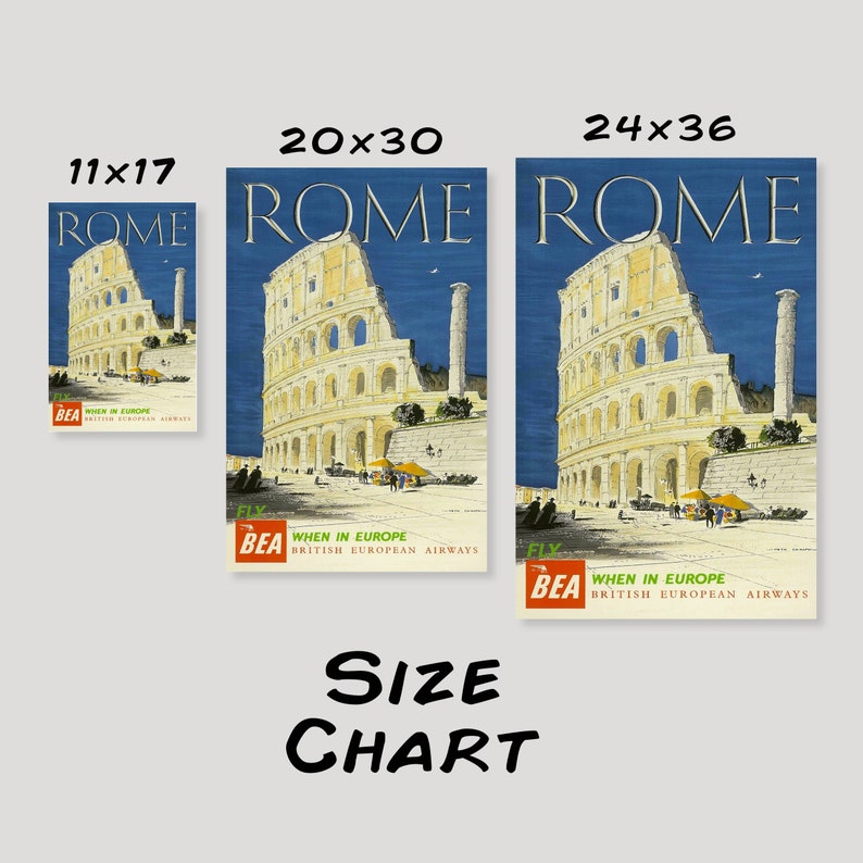 Vintage Rome Poster of the Coliseum | Etsy