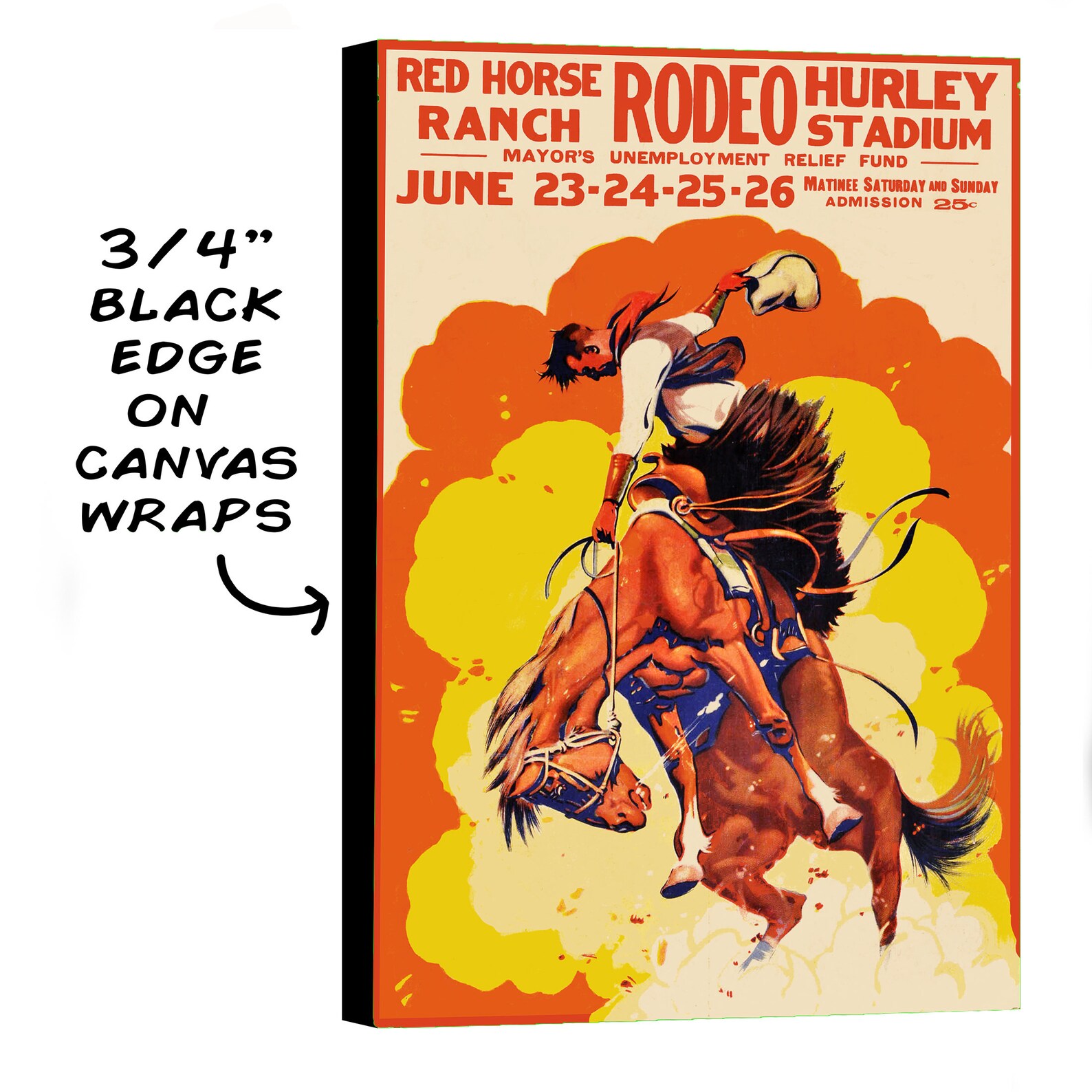 Vintage Rodeo Poster Red Horse Ranch Bronc Busting - Etsy