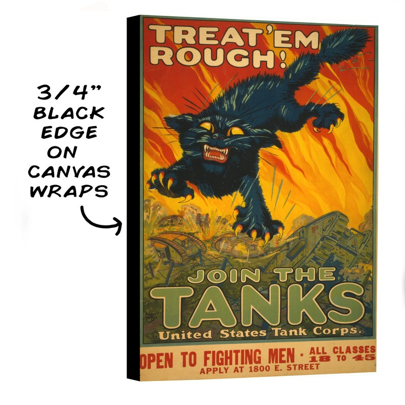 Vintage ARMY Enlistment Join the Tanks WW1 Black Cat Poster - Etsy