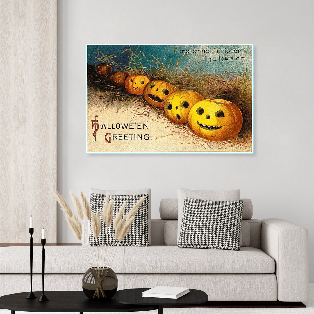 Row of Carved Pumpkins Hallowe'en Vintage Halloween Poster - Etsy