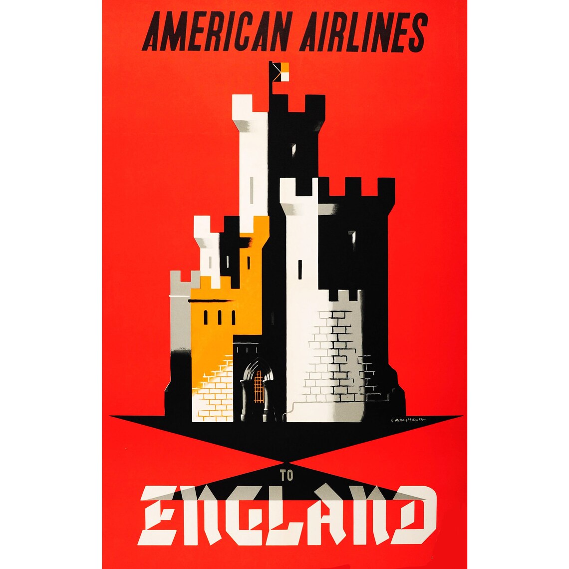 England Vintage Travel Poster Showing a Castle. - Etsy