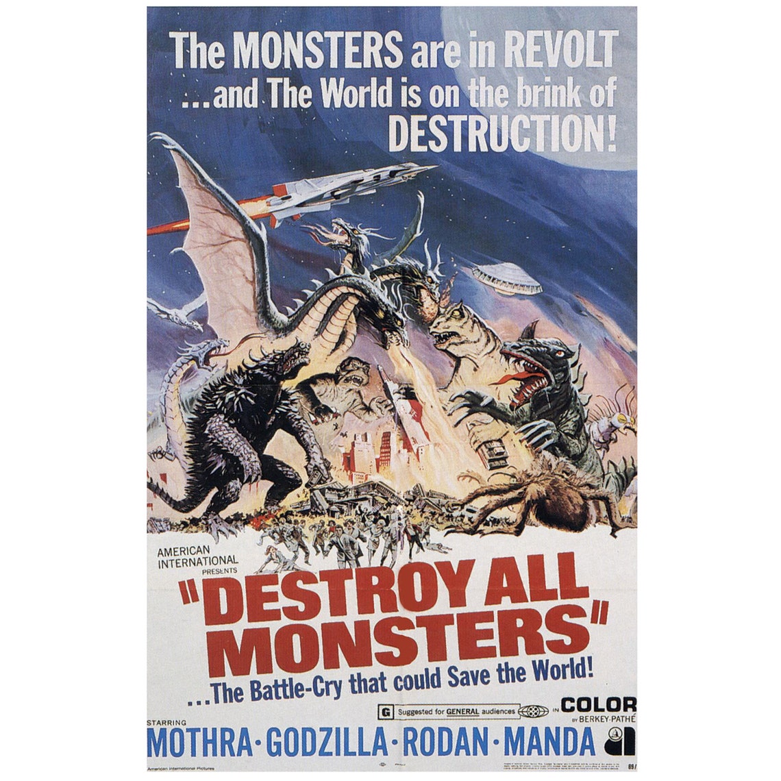 Destroy All Monsters Godzilla Movie Poster - Etsy