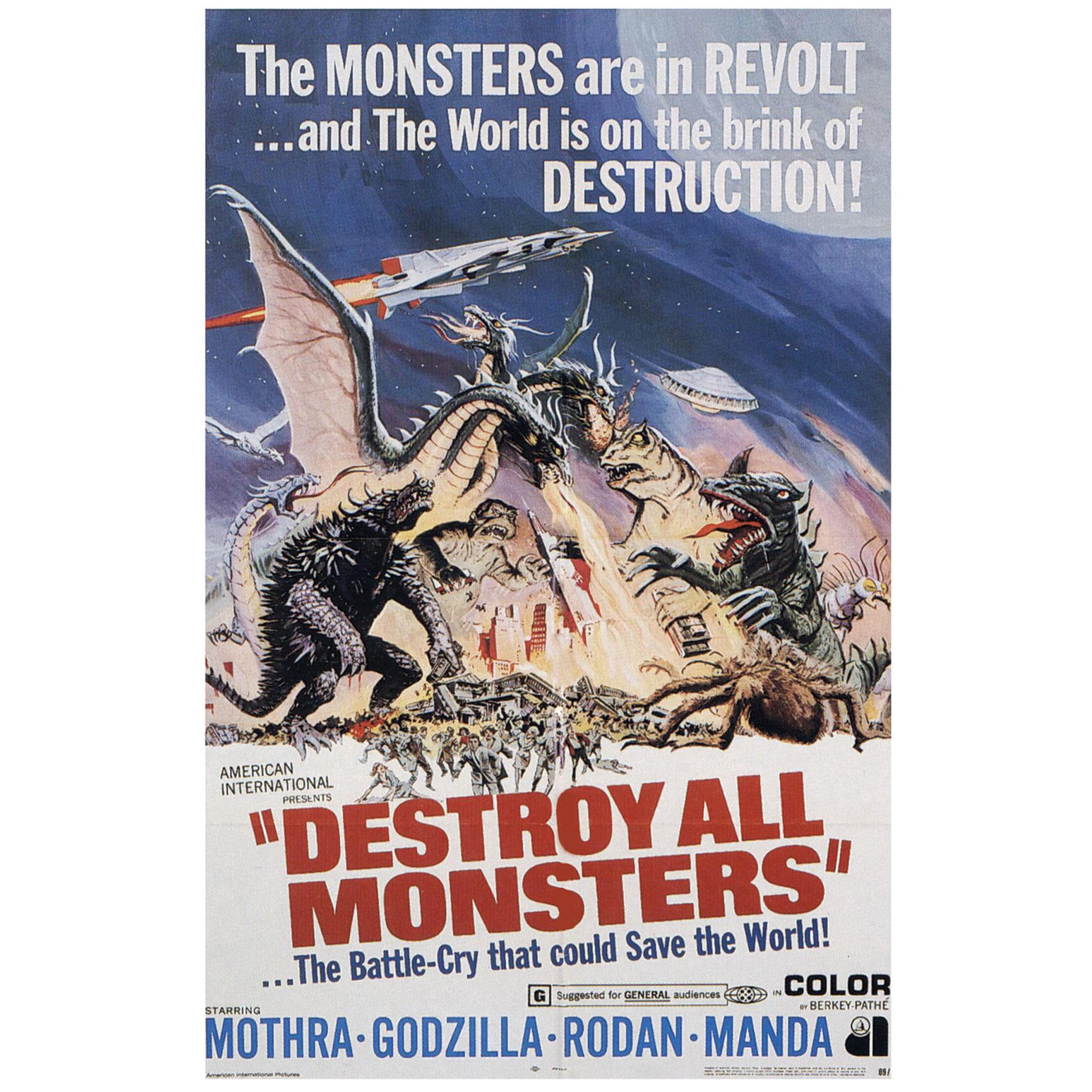 Destroy All Monsters Godzilla Movie Poster - Etsy