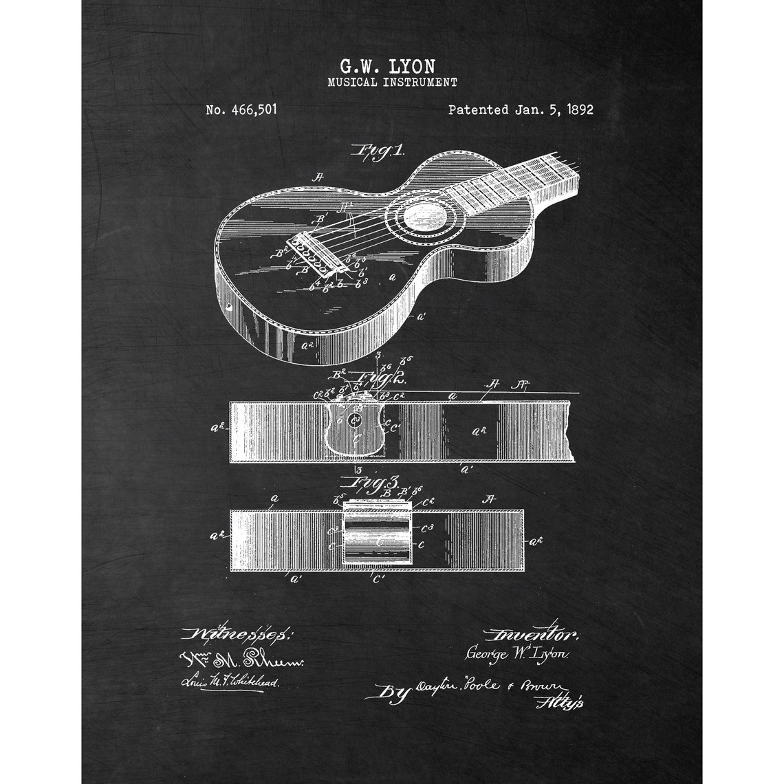 Acoustic Guitar Patent Print - Etsy