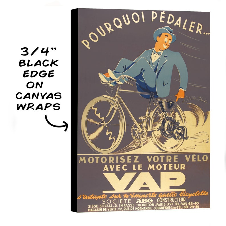 French Vap Bicycle to Motorcycle Conversion Vintage Poster - Etsy