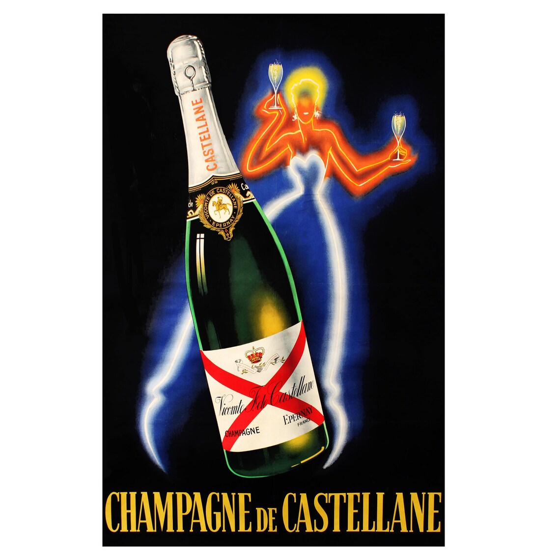 Vintage French Champagne Advertisement Poster - Etsy