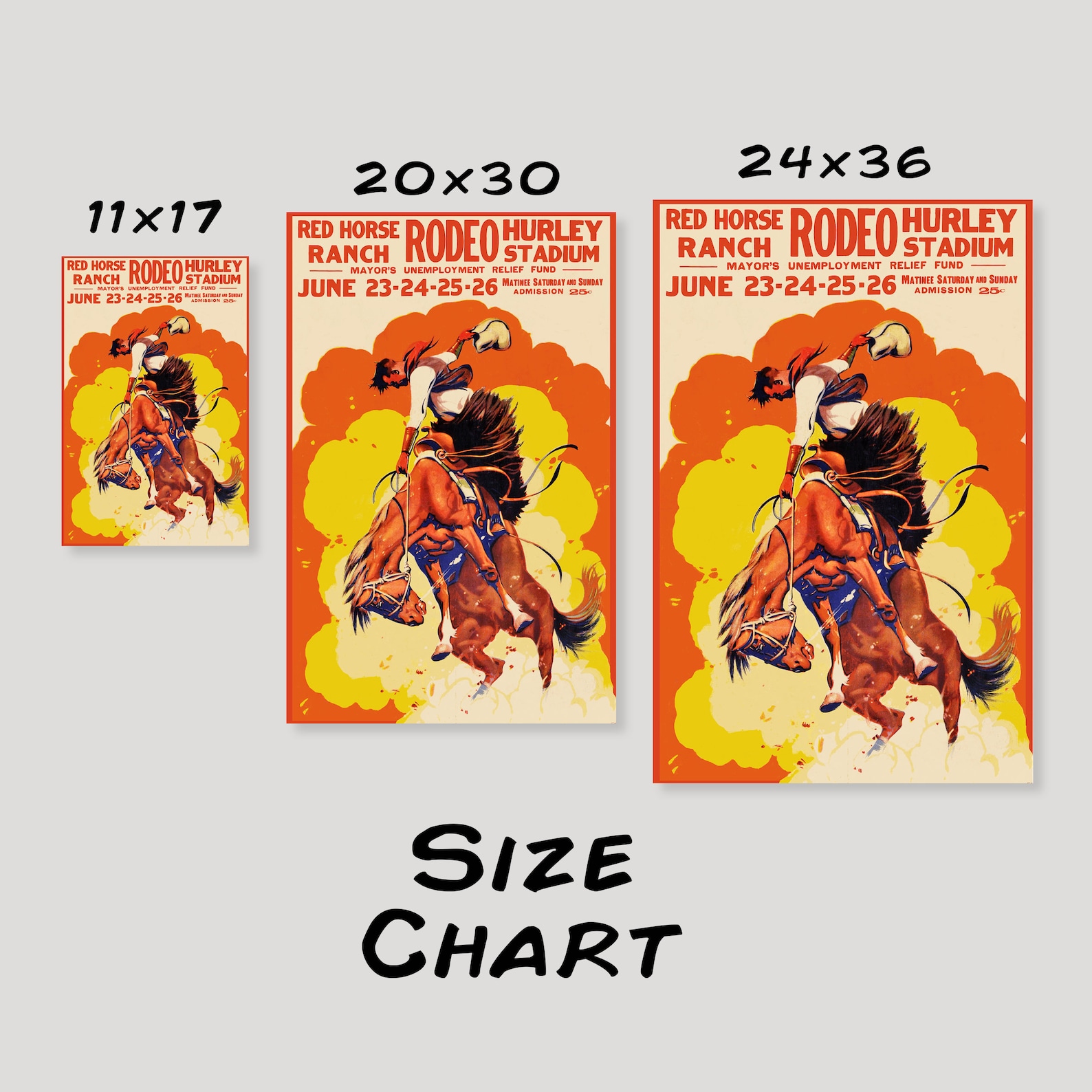 Vintage Rodeo Poster Red Horse Ranch Bronc Busting - Etsy