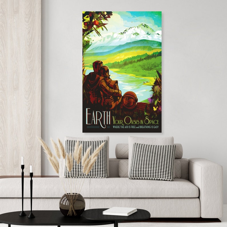 NASA Earth Poster Vintage Travel Poster and Space Art Poster - Etsy