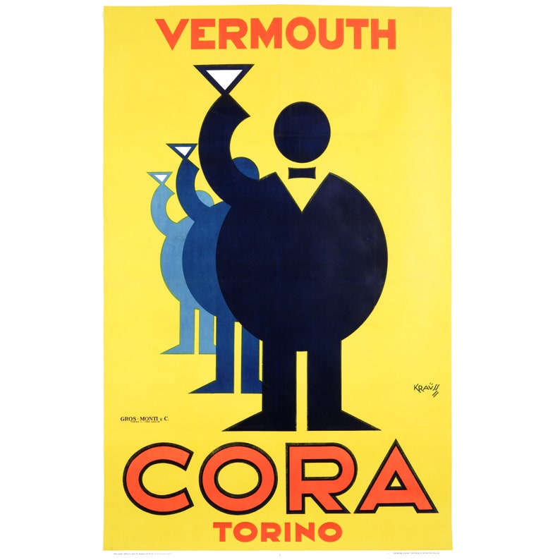 Cora Vermouth Vintage Alcohol Poster from Torino Italy | Etsy