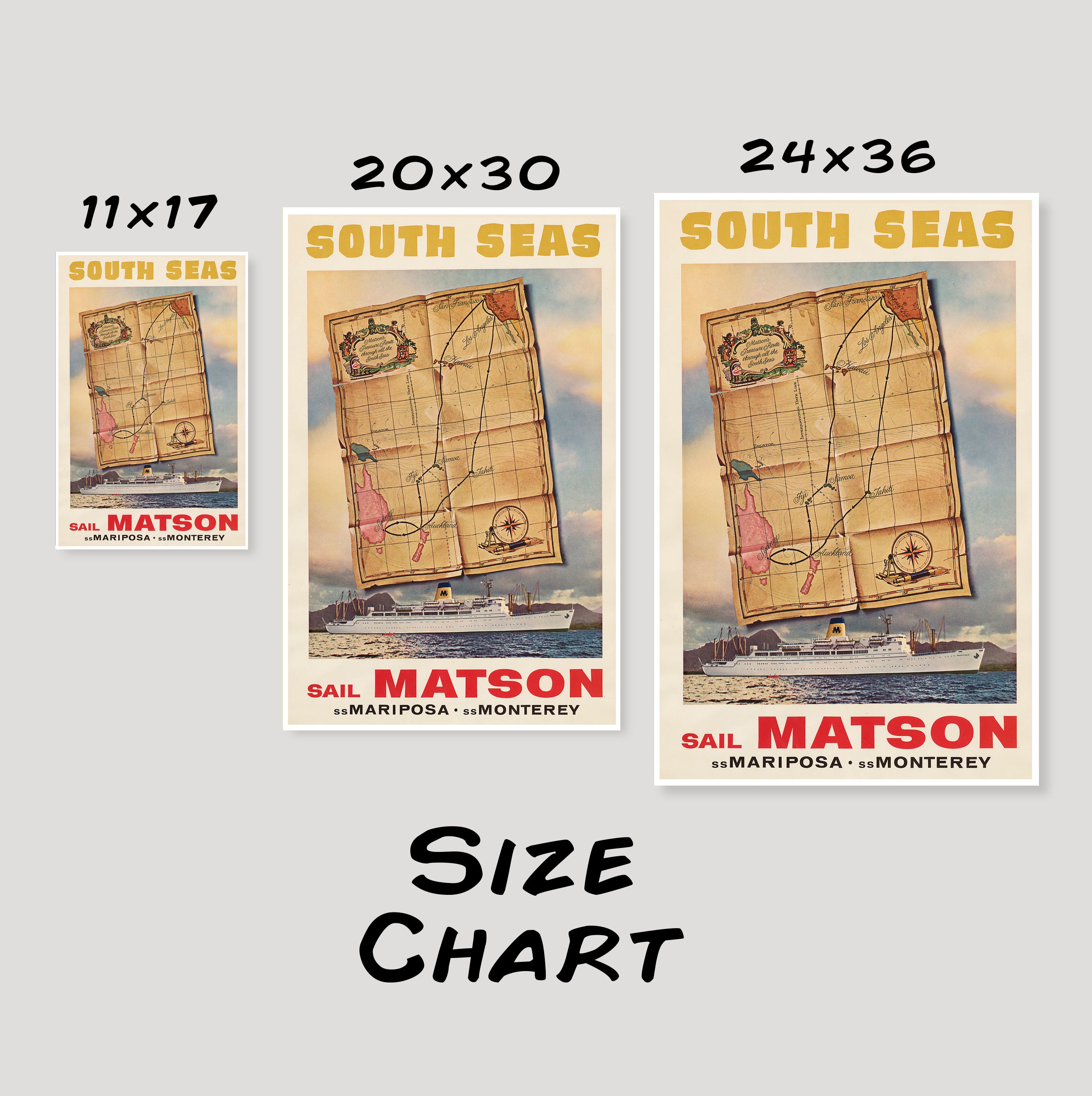 Vintage Matson Cruise Line to the South Seas Travel Poster - Etsy