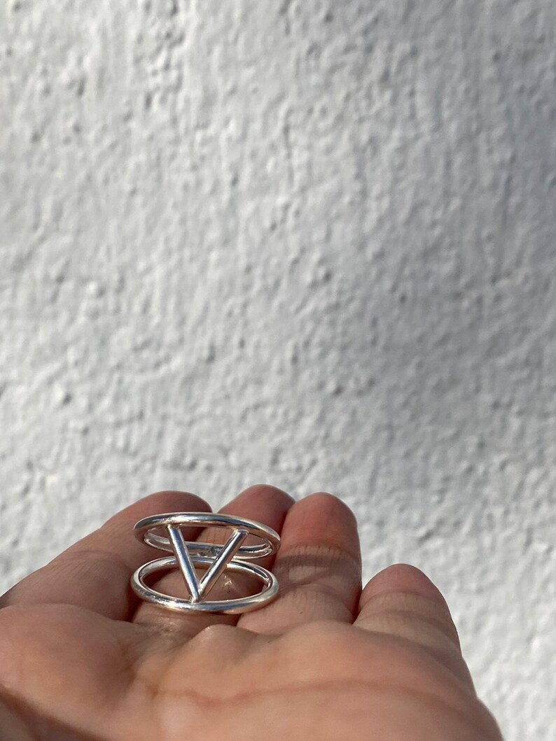 Wide Silver Ring. Triangle Ring. Wide Triangle Ring. Geometric Wide ...