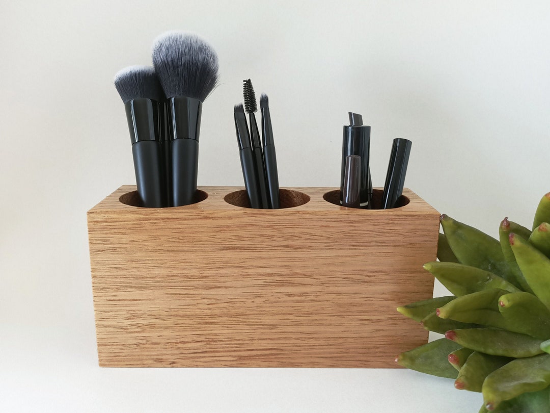 Tasmanian Oak Makeup Brush Holder – Wood Desk Organizer - Etsy