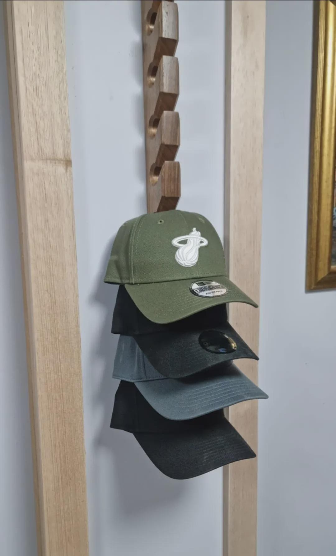 Spotted Gum Wall Mounted Cap Holder: 10 Hook Hat Rack - Etsy
