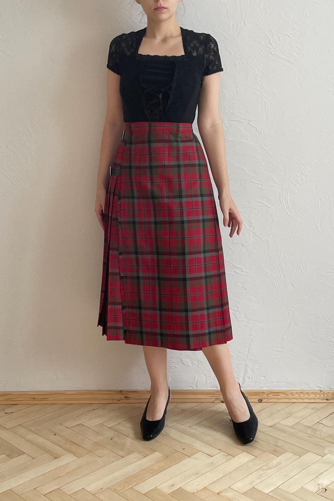 Vintage Burberrys Tartan Skirt | Woollen Midi Checkered Skirt ...