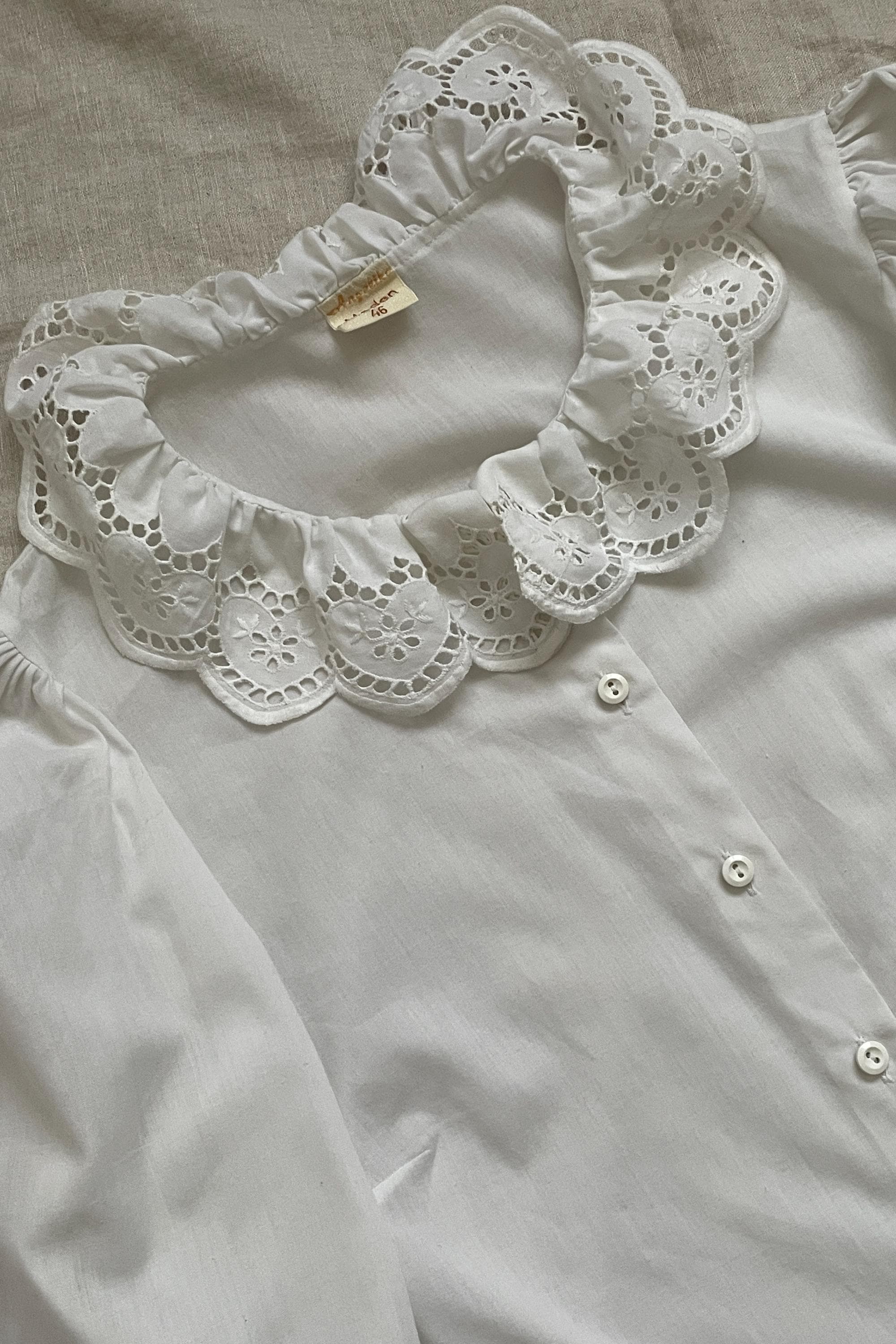 Vintage Austrian Blouse With Puff Sleeves and Elegant Lace Details ...