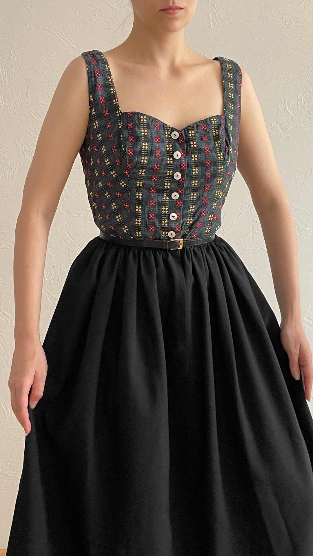 Vintage Dirndl 1970s Austrian Bavarian Tirol Sleeveless Cotton Dress ...