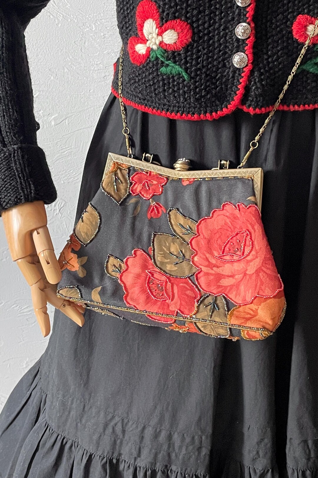 Vintage Framed Handbag | Retro Style Beaded Purse | Classic Style ...