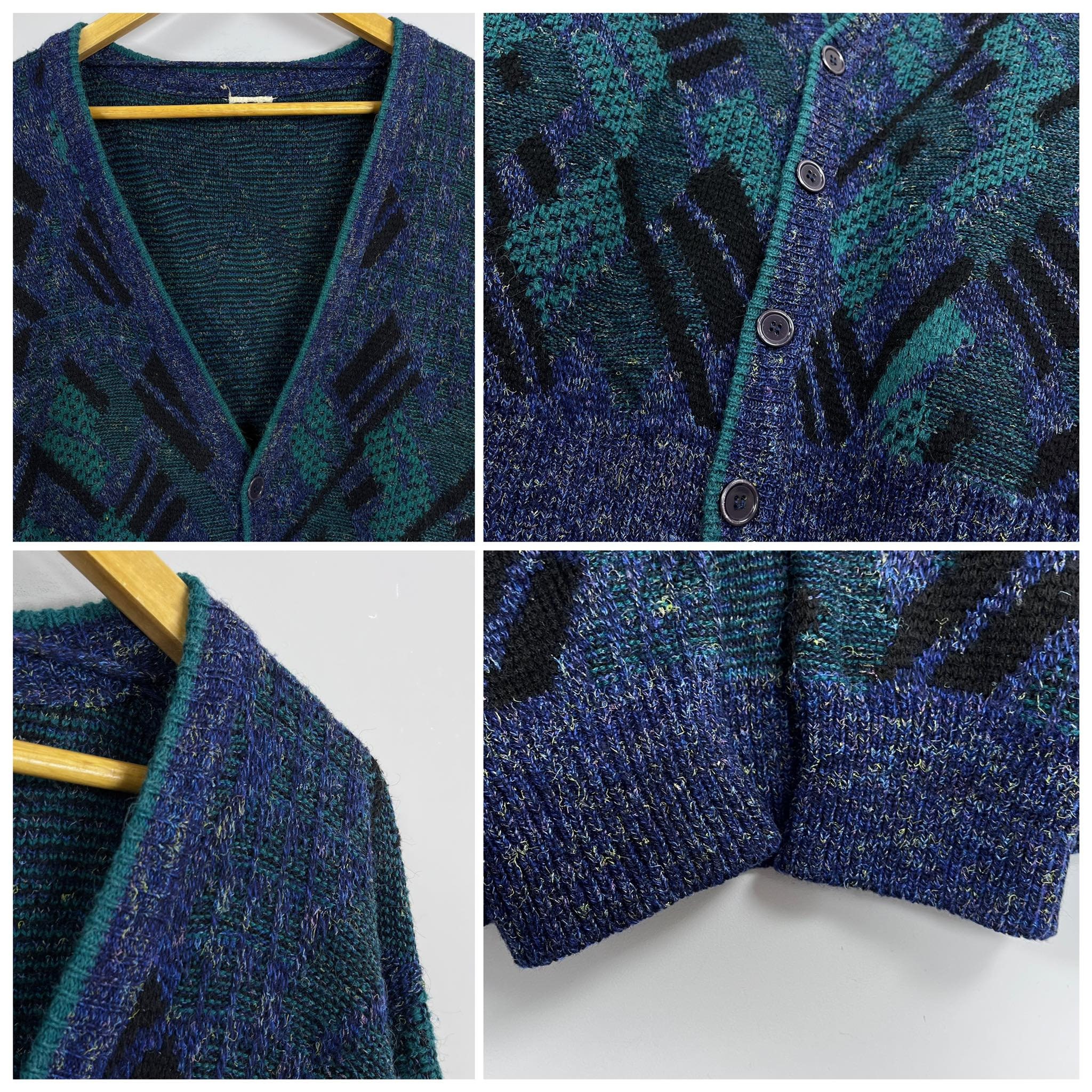 Rare Vintage 80' Grandpa Dad Cardigan Sweater Multi - Etsy