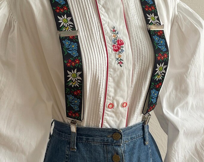 Vintage Austrian Suspenders | Retro Style Floral Suspenders | Adult ...