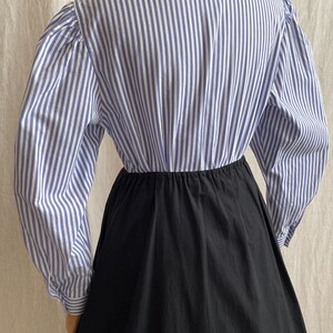 Vintage Striped Blouse With White Lace Collar and Puff Sleeves | Retro ...