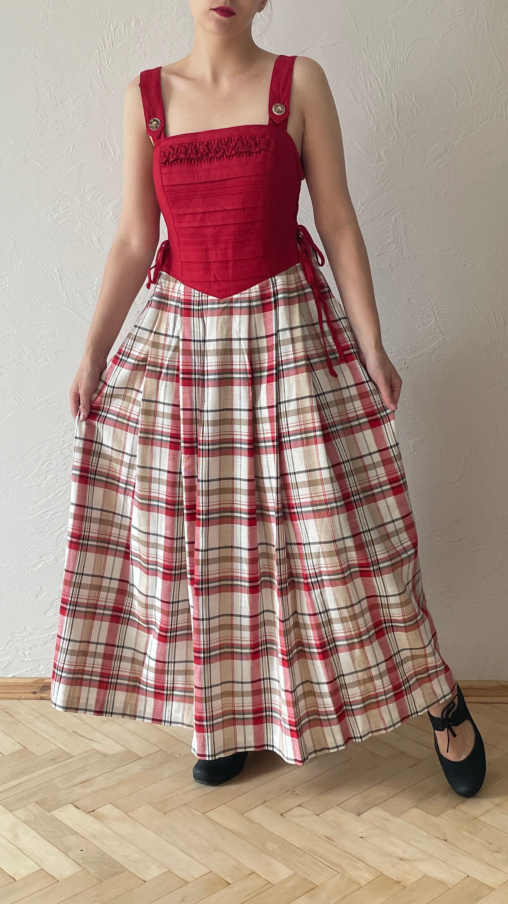 Vintage Dirndl Austrian Traditional Dress Bavarian Tirol Sleeveless ...