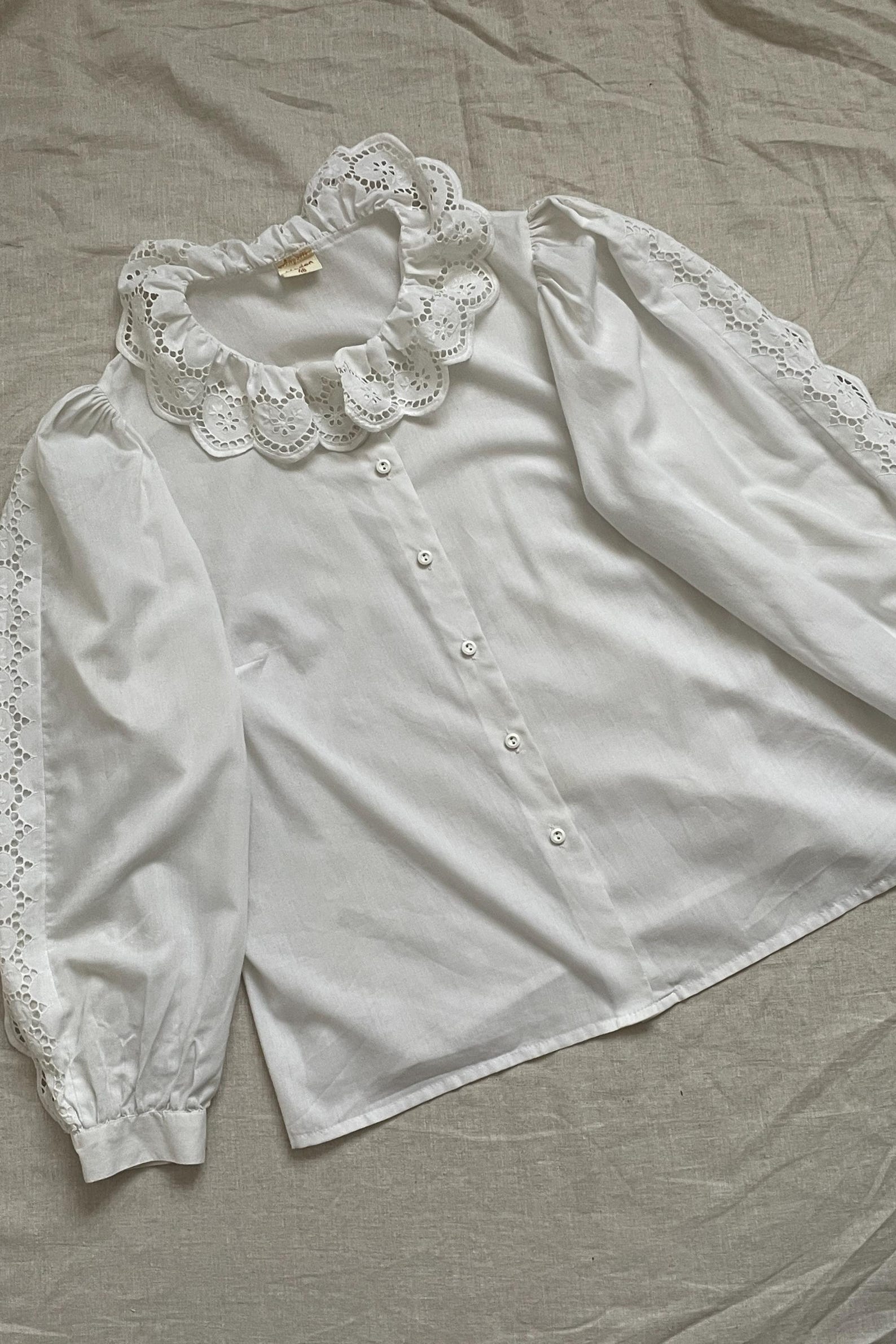 Vintage Austrian Blouse With Puff Sleeves and Elegant Lace Details ...
