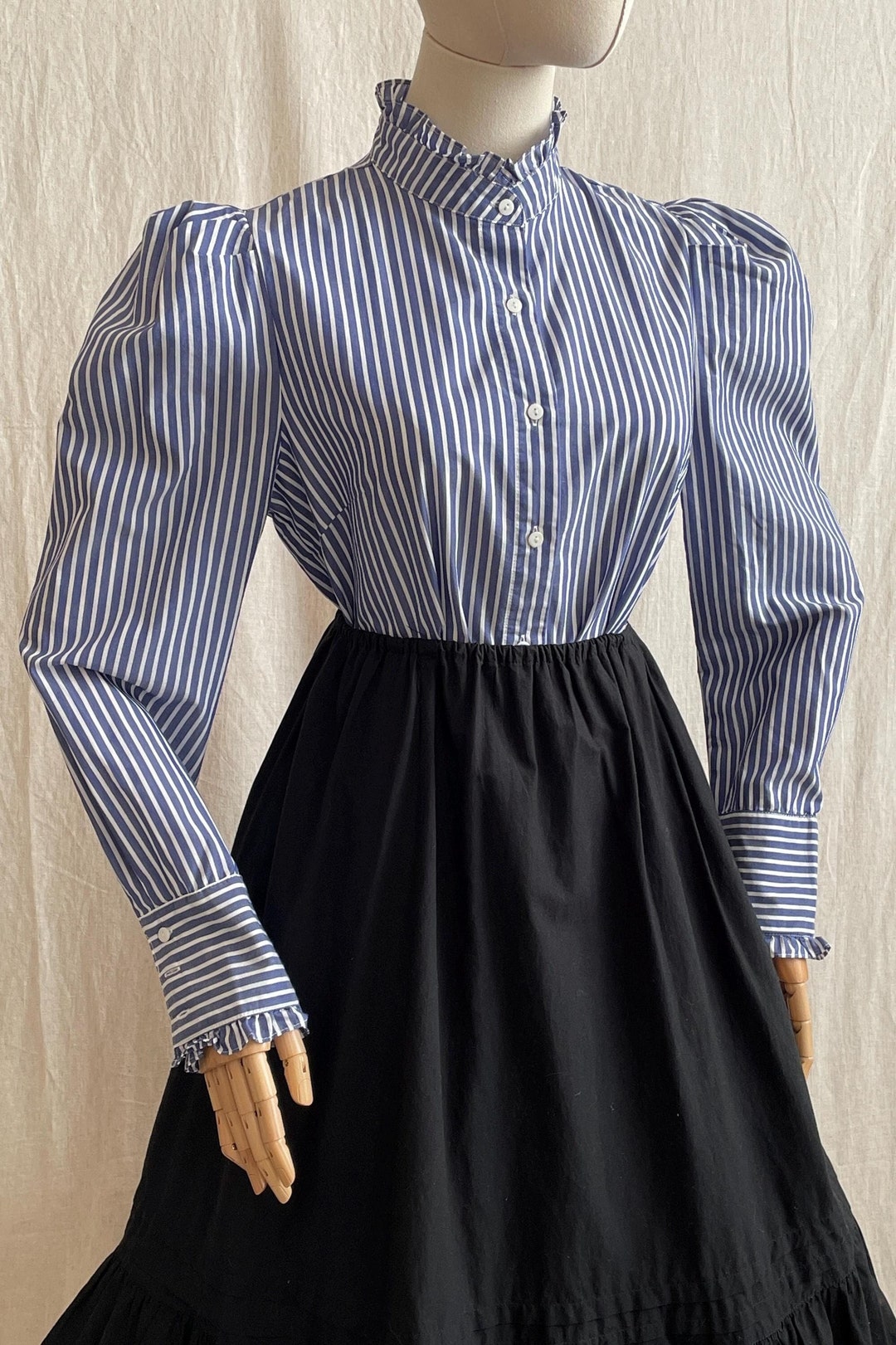 Vintage Striped Blouse With Puff Sleeves | Retro Style Victorian Style ...