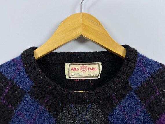 Rare Vintage 80' ALAN PAINE Grandpa Wool Sweater Mult… - Gem