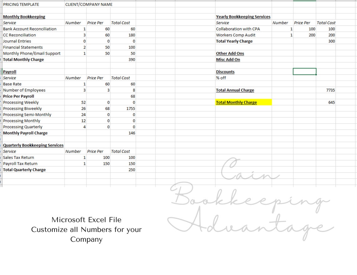 Bookkeeping Pricing Guide, New Bookkeeping Client Price, Accounting ...