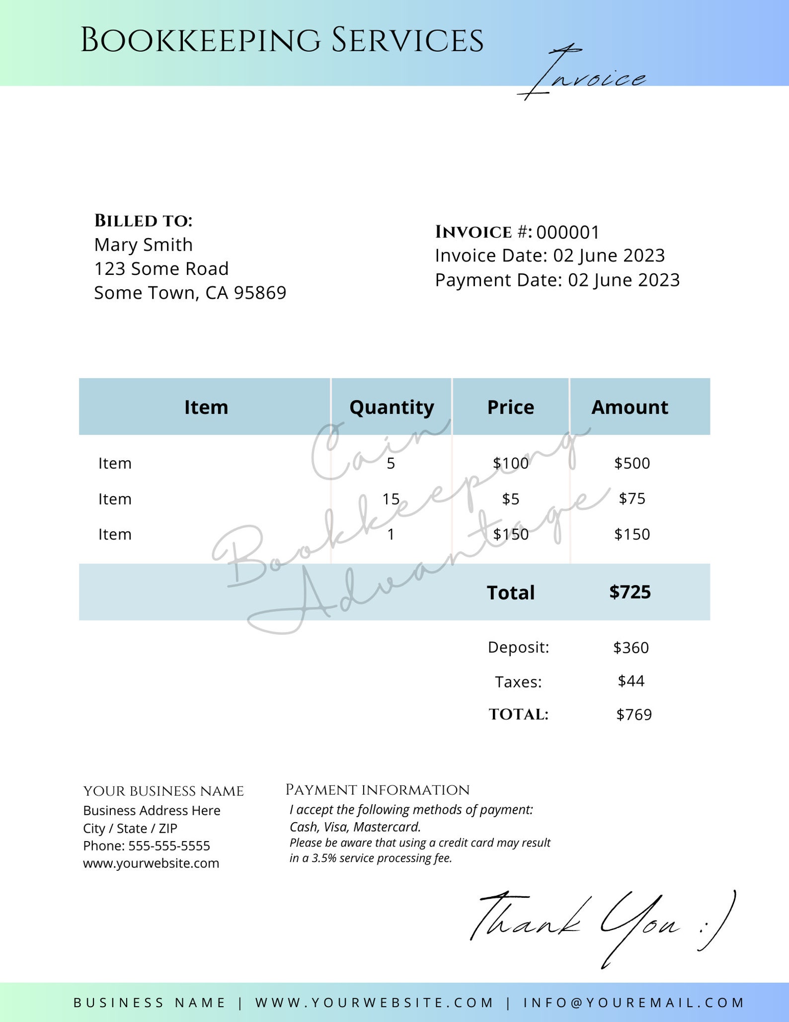 Bookkeeping Business, New Client, Bookkeeping Contract, Invoice ...