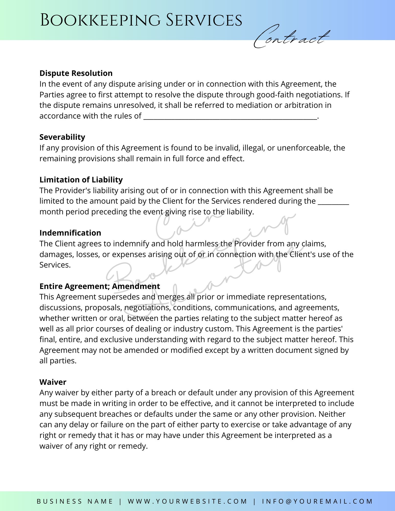 Bookkeeping Business, New Client, Bookkeeping Contract, Invoice ...