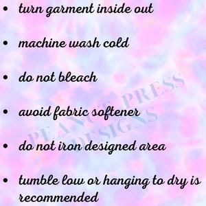 Clothing Care Instructions, Heat Transfer Vinyl Care Card, HTV ...