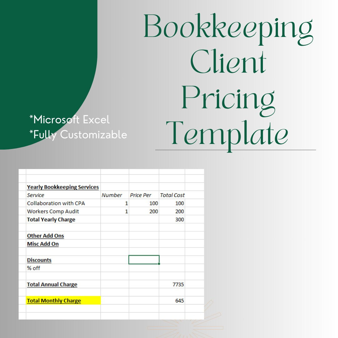 Bookkeeping Pricing Guide, New Bookkeeping Client Price, Accounting ...