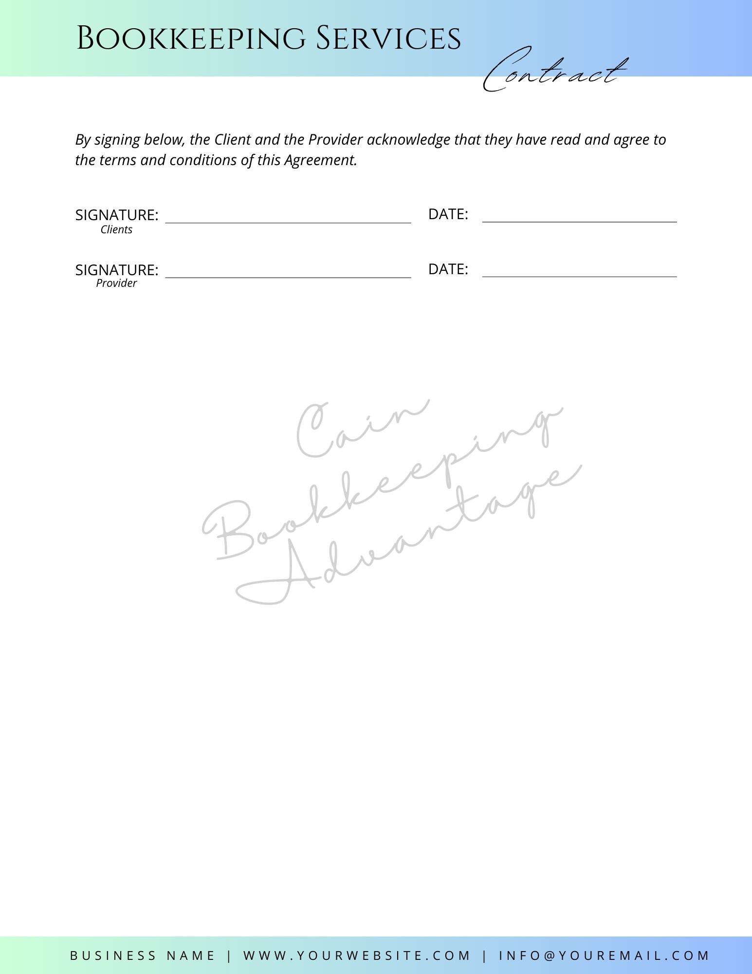 Bookkeeping Business, New Client, Bookkeeping Contract, Invoice ...