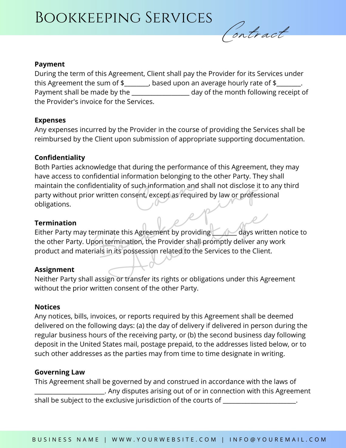 Bookkeeping Business, New Client, Bookkeeping Contract, Invoice ...