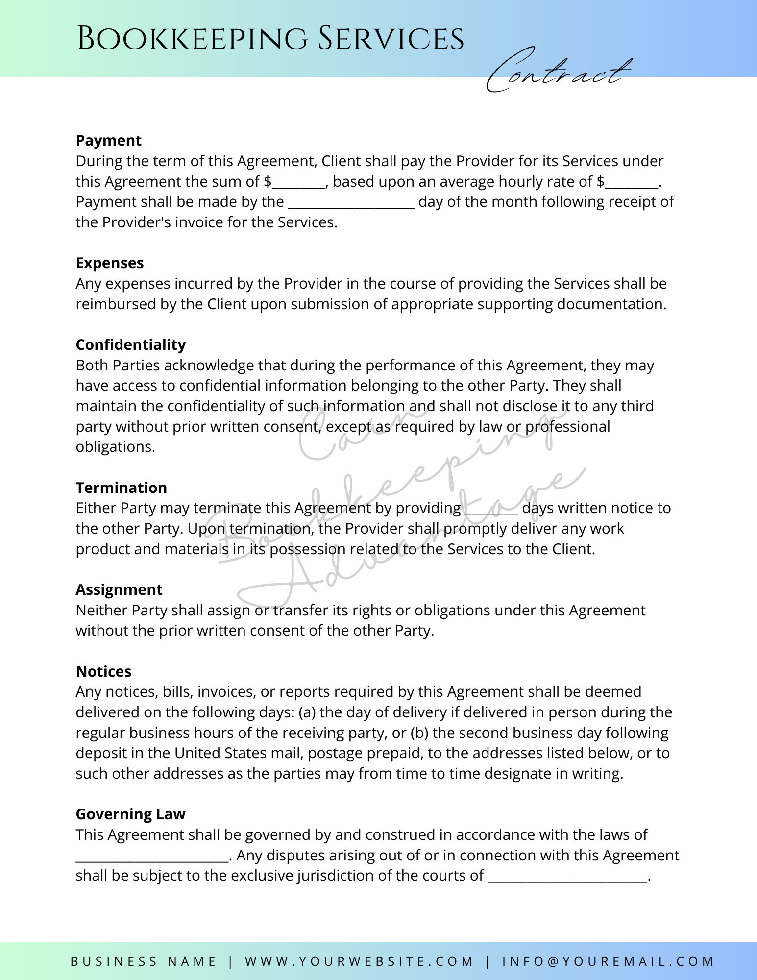 Bookkeeping Business, New Client, Bookkeeping Contract, Invoice ...