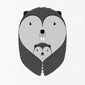 Cute Beaver Hand Drawn Animal Prints, Hand Made Black and White Nursery ...